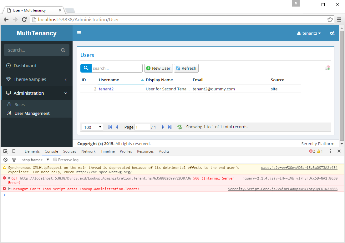 Removing Tenant Dropdown From User Form · Serenity Developer Guide Removing Tenant Dropdown From User Form · Serenity Developer Guide